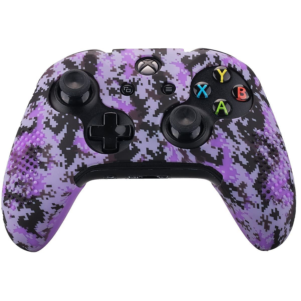 9CDeer 1 Piece of Studded Customize Digital Camo Silicone Cover Skin Sleeve Case 8 Thumb Grips for Xbox One/S/X Controller Purple Compatible with Official Stereo Headset Adapte