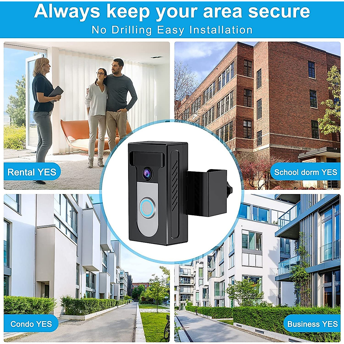 Anti-Theft Video Doorbell Mount Compatible with RlNG / Blink Wireless Video Doorbell, KIMILAR Adjustable Mounting Bracket Accessories for Houses Apartments Office...