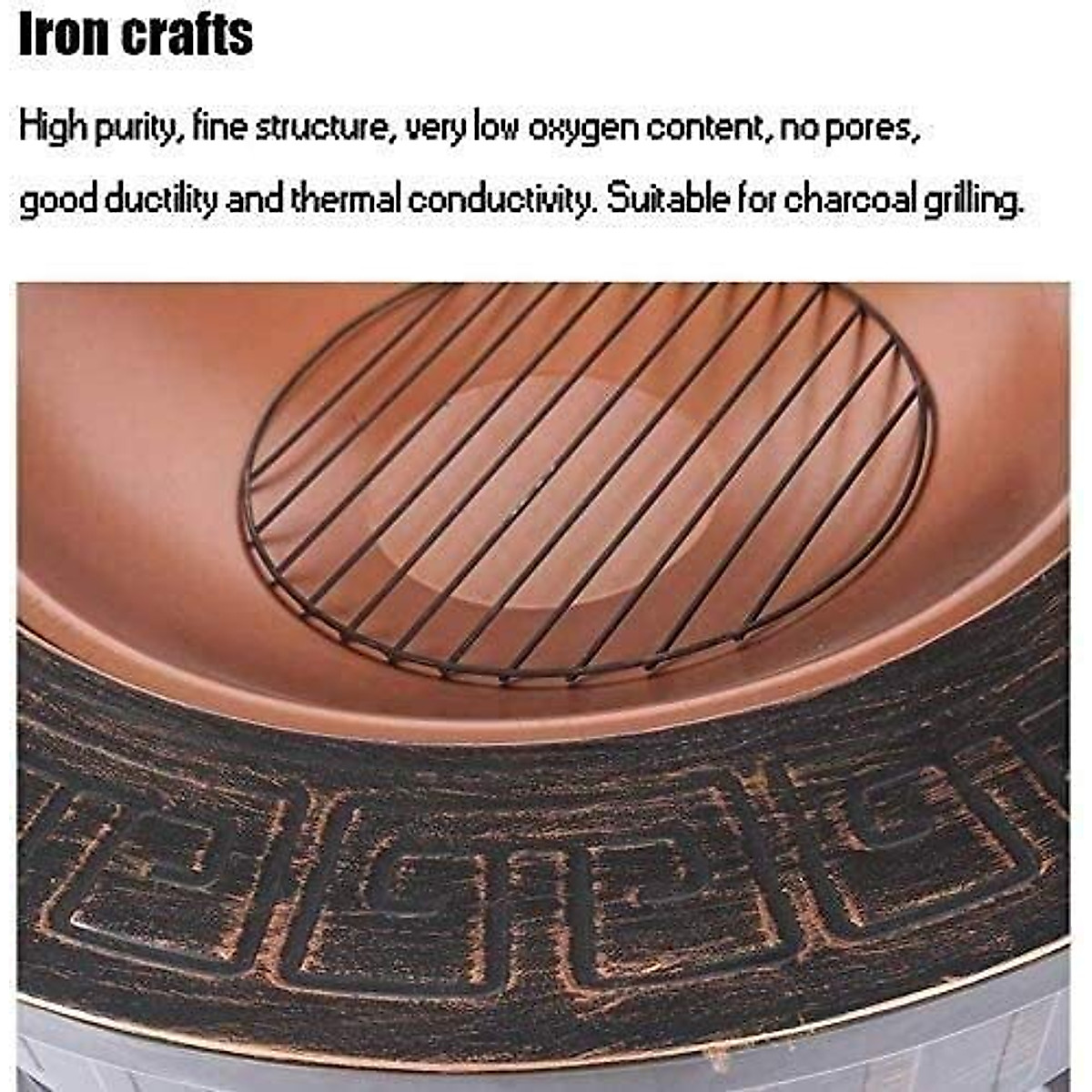 LEAYAN Garden Fire Pit Portable Grill Barbecue Rack Outdoor Metal Firepit Round Table Backyard Patio Garden Stove Wood Burning Fire Pit with Spark Screen, Log Poker and Cover for Camping BBQ Cooking