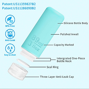 Craftend Silicone Travel Bottles for Toiletries TSA Approved Travel Size 3oz Containers Set 4 Pack Portable Leak Proof Refillable Cosmetic Squeeze Bottles Shampoo Conditioner Body Lotion Shower Gel