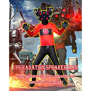 Estavucci Skibidi Toilet Costume for Boy TV Man Cosplay Video Game Jumpsuit for Halloween with Mask 5-12 Years