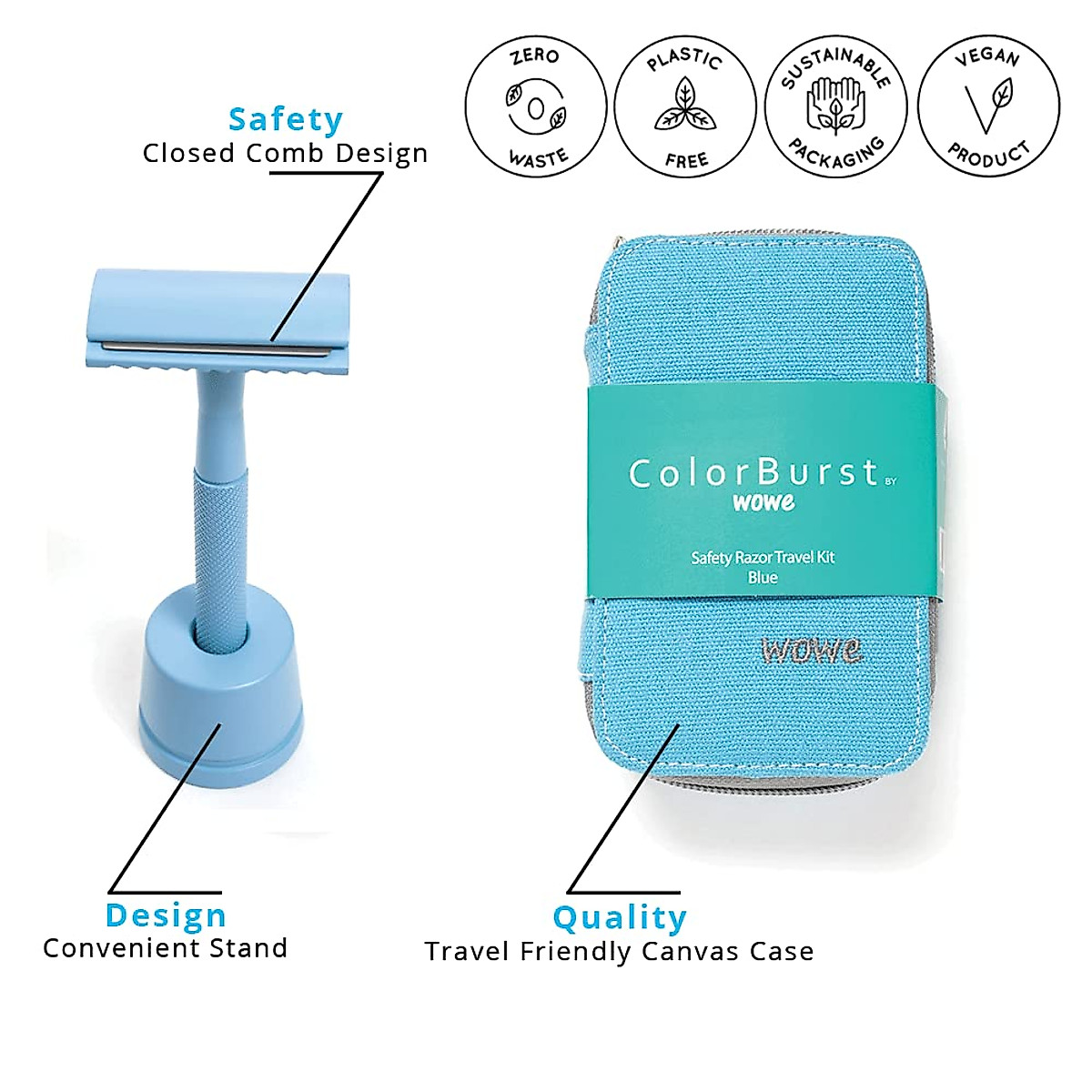 Double Edge Safety Razor with Canvas Travel Case Pouch Men and Women Shaving Hair Grooming Care