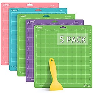 Ecraft Cutting Mat for Cricut：Variety Mats for Cricut Explore Air 2/Air/One/Maker, 12x12 Inch 5 Mats Include(Strong & Standard & Light & Fabric) Multiple Adhesive Sticky mat for cricut