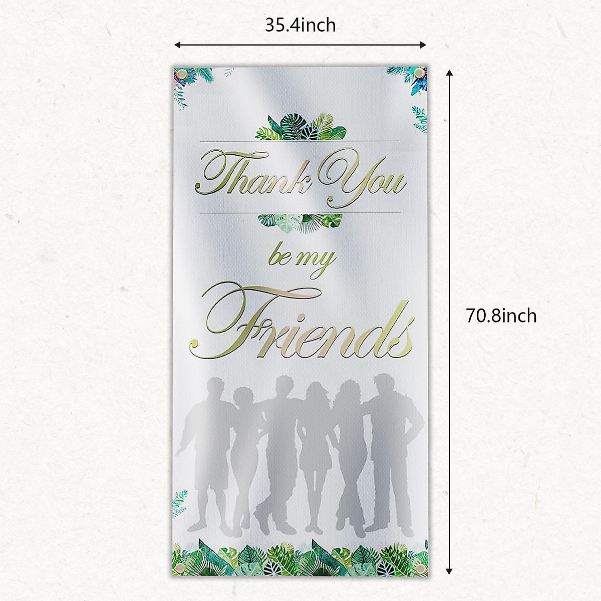Thank You Be My Friend Door Banner Girls Party Door Cover Thank You Party Backdrop Friends Party Background for Birthday/Anniversary/Graduation/Engagement/Thanksgiving Day Party Decorations (White)