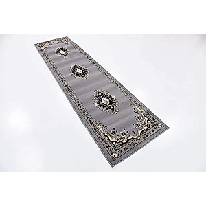 Unique Loom Reza Collection Traditional Persian Style Area Rug, 2 ft 2 in x 8 ft 2 in, Gray/Ivory