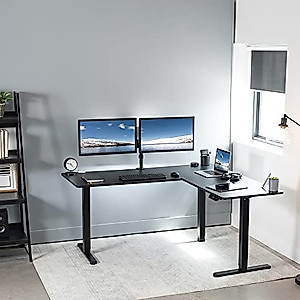 VIVO Electric Height Adjustable 63 x 55 inch Corner Stand Up Desk, Black Table Top, Black Frame, L-Shaped Standing Workstation, DESK-E3CTB