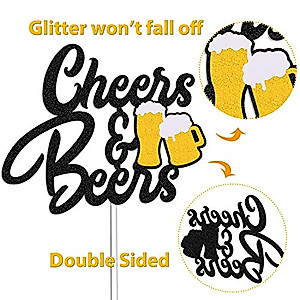 Cheers & Beers Banner with Cake Topper Circle Dots Garland for Men Women Him Her Happy Birthday Wedding Anniversary Graduation Bachelorette Engagement Retirement Hawaii Bridal Shower Party Supplies