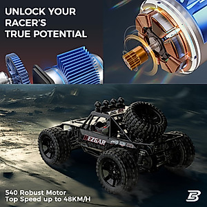 BEZGAR HB101 1:10 Scale Beginner RC Truck, 4WD High Speed 48km/h All Terrains RC Car Off Road Waterproof RC Buggy Toys for Boys Kids and Adults