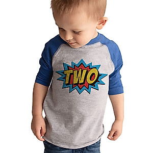 7 ate 9 Apparel Boy's Birthday Two 2 Second 2nd Superhero Blue Raglan 2T