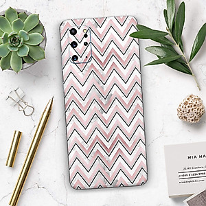 DesignSkinz Karamfila Marble & Rose Gold Chevron v14 Protective Vinyl Decal Wrap Skin Cover Compatible with The Samsung Galaxy S20 (Screen Trim & Back Glass Skin)