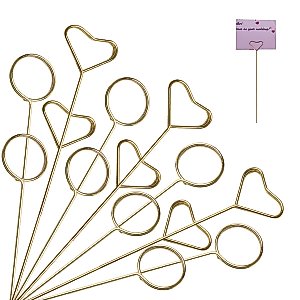 40Pcs Floral Pick Card Holder, Card Holder for Flower Arrangement, Gift Card Tree Holder, Photo Memo Holder Pick Stick, 12 Inch Suitable for Wedding Birthday Party Flower Gifts (Round&Heart)