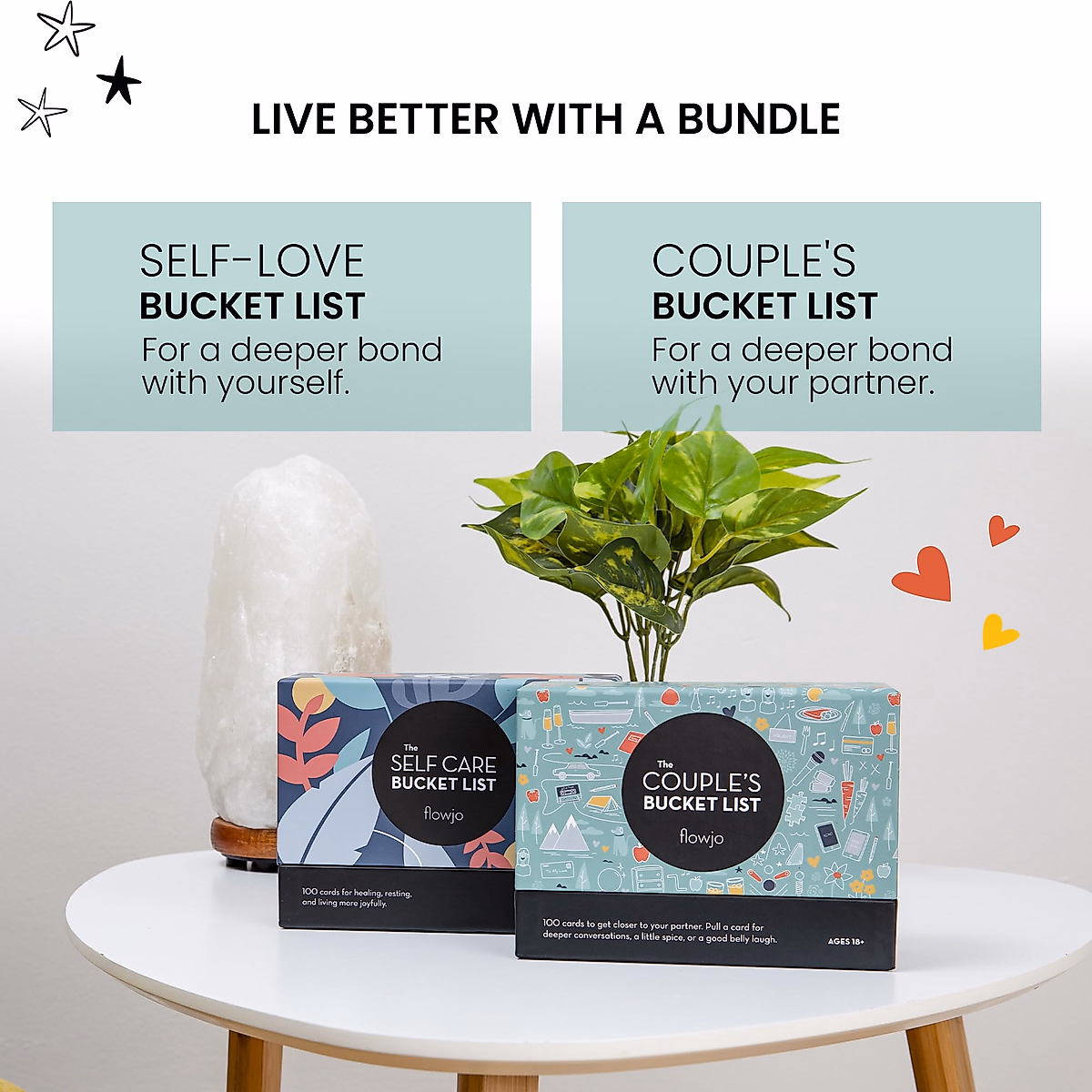 Flowjo Couple's Bucket List - The Couple Games - Couple Cards Date Night Gifts - 100 Romantic & Adventurous Couples Date Ideas - Reconnect, Bond, and Ignite The Spark of Deeper Love!