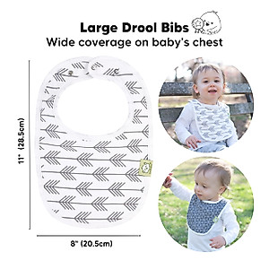 KeaBabies 6-Pack Baby Burp Cloths for Baby Boys and Girls and 8-Pack Baby Bibs for Baby Boys & Girls - Organic Cotton Burp Clothes for Baby Boy - Organic Baby Bib for Boy, Girl