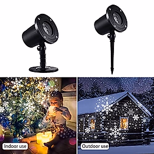 Christmas Snowflake LED Light Projector - Christmas Projector Lights Outdoor with Waterproof Plug in Moving Effect Wall Mountable for Garden Ballroom, Party, Halloween, Holiday