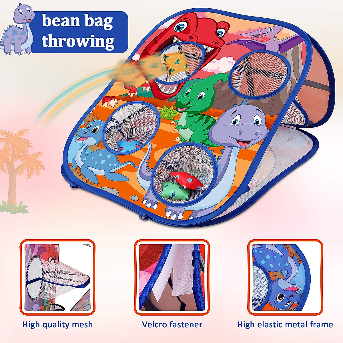 Dinosaur Bean Bag Toss Game Toy Outdoor Toss Game, Family Party Party Supplies for Kids, Gift for Boys Birthday or Christmas for Toddlers Ages 3 4 5 6 Year Old