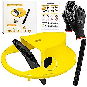 BEHYSH Mouse Trap Bucket Lid Reinforced with Greater Stability and Security - Reusable Smart Mice Trap Multi Catch - Kit Rat Trap Bucket lid Magic Reset Auto Flip and Slide - Double Coated ​Gloves