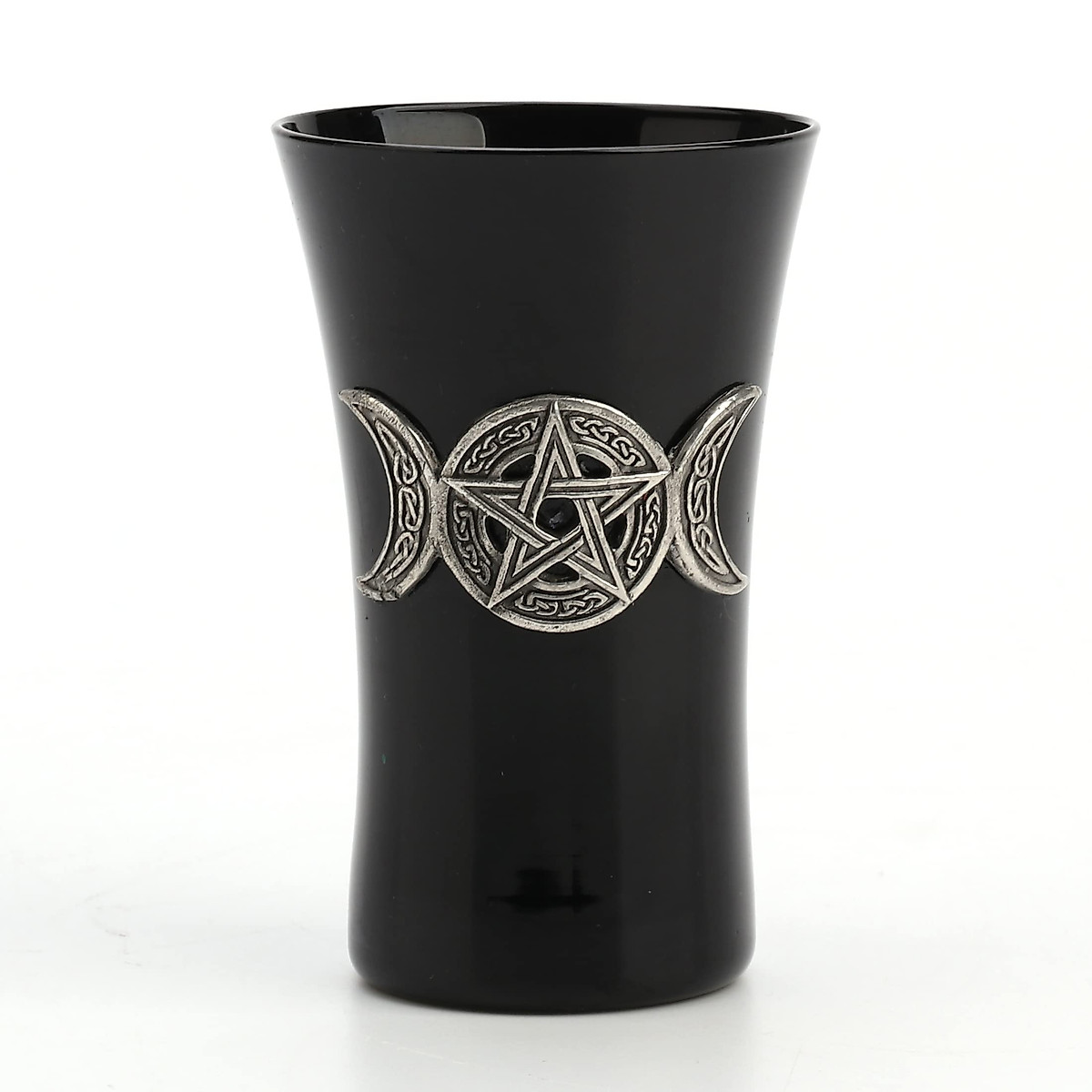Veronese Design 80 ml Triple Moon Pentagram Sigil Wiccan Alter Black Glass Shot Glass