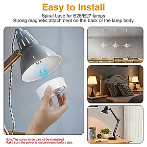 Rechargeable Battery Operated Light Bulb for Lamps, E26 Screw in (Magnetic Detachable) Puck Lights with Remote Control, Wireless Dimmable Timer Light Bulb for Non-Hardwired Wall Sconce (Pack of 2)