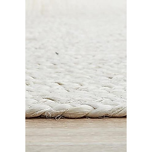 The Knitted Co. 100% Jute Area Rug 4x6 Feet Approx- Braided Design Hand Woven Dyed Off-White Natural Fibers Carpet - Home Decor for Living Room Hallways (4' x 6', Off-White)