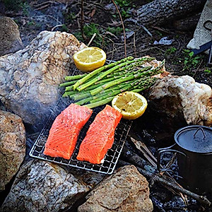 ITTA 2 Pack 15.7 x 10 inch Stainless Steel Campfire Grill Mesh BBQ Cooking Grate Bushcraft Fireplace with a Carry Bag, Lightweight and easy to Clean Perfect for Outdoor Backpacking Camping Hiking