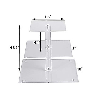 YestBuy 3 Tier Cupcake Stand with Base, Cake Stand, Acrylic Cupcake Tower Stand, Premium Cupcake Holder for 28 Cupcakes, Display for Pastry Wedding Birthday Party (4" Between 2 Layers)