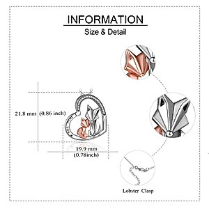 ONEFINITY Fox Necklace 925 Sterling Silver Origami Fox Pendant Necklace Mother's Day Gifts for Women Wife Mom Mother and Child Jewelry Gifts for Mom