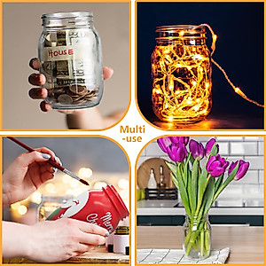 32 oz Wide Mouth Mason Jars with Metal Lids & Plastic Lids, Quart Size Clear Glass Jars for Preserving, Meal Prep, Salad, Canning, Fermenting, Favors, Home Decor, DIY - 4 Pack1