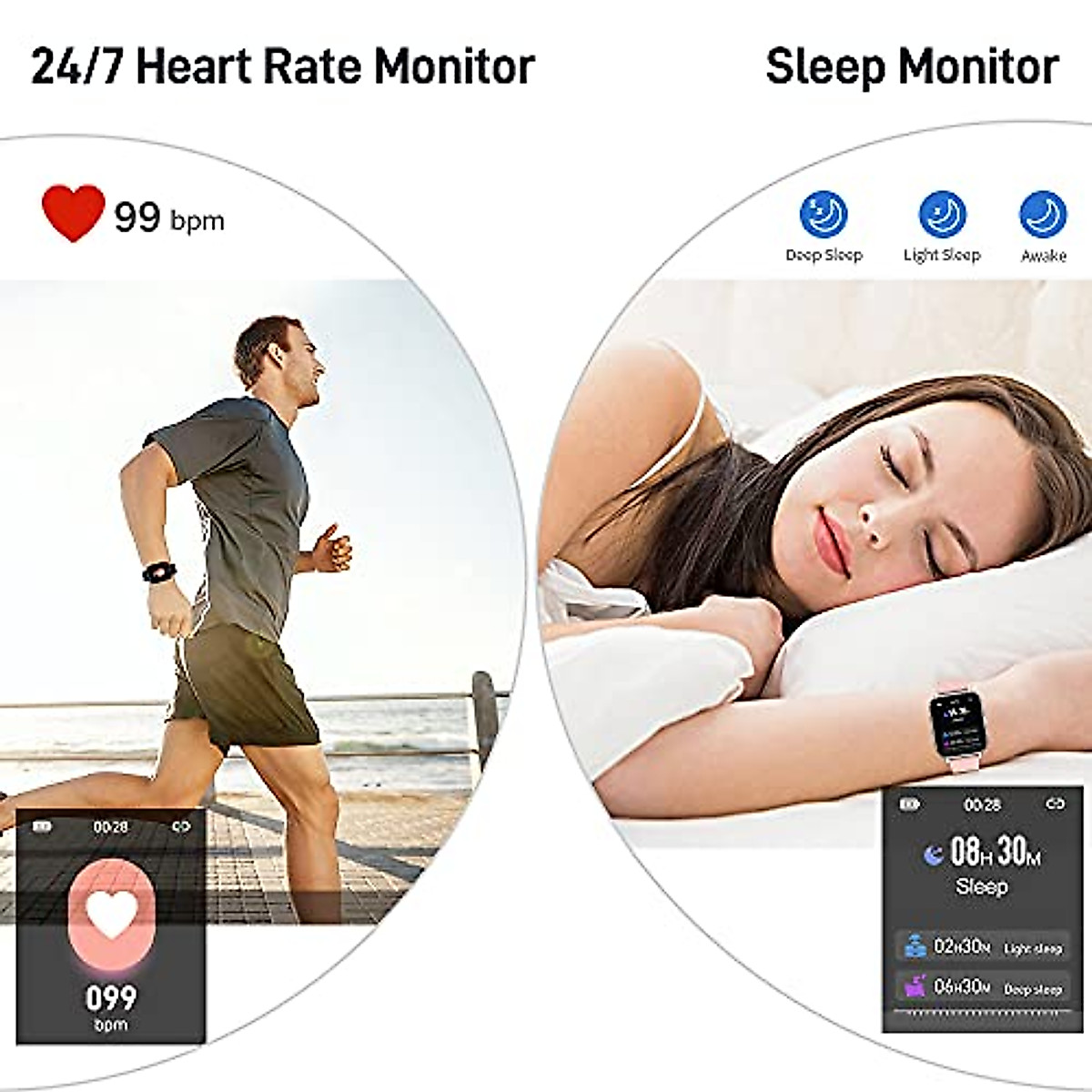 Motast Smart Watch 2022 Watches for Women, Fitness Tracker 1.69" Touch Screen Smartwatch Fitness Watch Heart Rate Monitor, IP68 Waterproof Pedometer Activity Tracker Sleep Monitor for Android iPhone