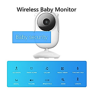 Newbaby Video Baby Monitor with Digital Color Camera, Wireless View Video, Two-Way Talk, Lullabies, Infrared Night Vision, Temperature Monitoring, Feeding Alarm (WhiteSM25) SM25