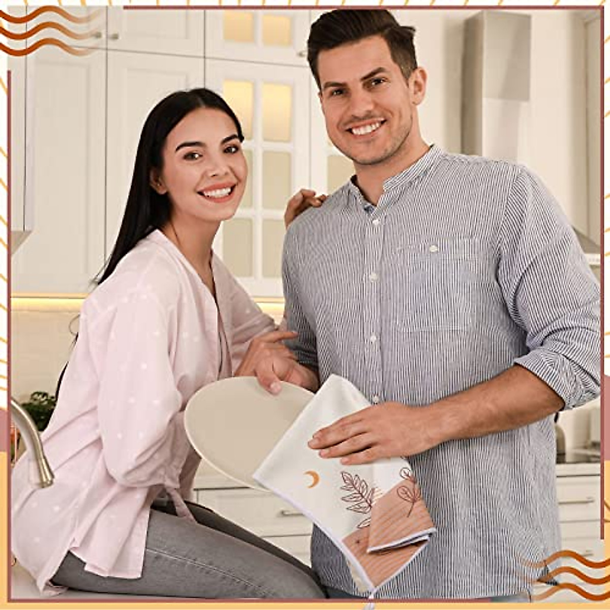 Frienda 4 Pieces Leaves Kitchen Towels 16 x 24 Inch Dish Towels Bathroom Hand Towels Set Absorbent Hand Drying Cloth Hand Towels for Kitchen Bathroom (Casual Style)