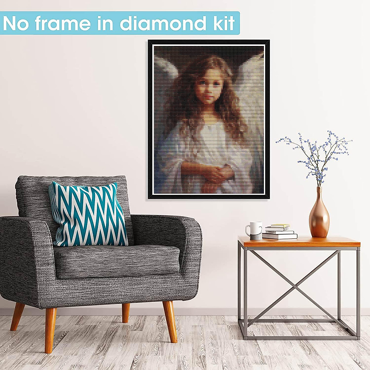 Pavemlo 5D Diamond Art Kits for Adults White Dress Girl, Full Drill Diamond Art Angel Pictures Paint with Diamonds, DIY Cross Stitch Jewel Art Rhinestone Craft for Home Wall Decor 12X16 Inch