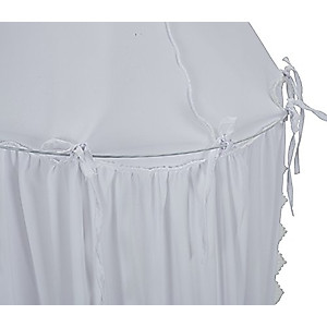 Kids Bed Canopy with Pom Pom Hanging Net for Baby Crib Nook Castle Game Tent Nursery Play Room Decor，White