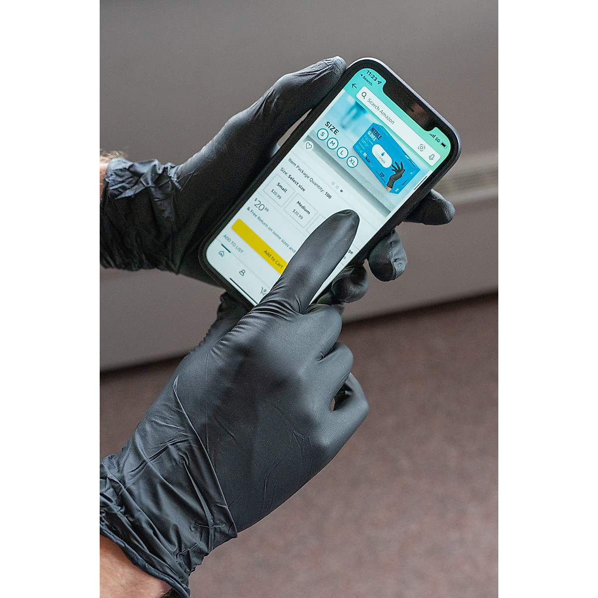 CLEAN SPACE PROJECT Nitrile Gloves, Extra Thick 5.5 Mil, Disposable, Powder Free, Latex Free (Black - Large, Box of 100)