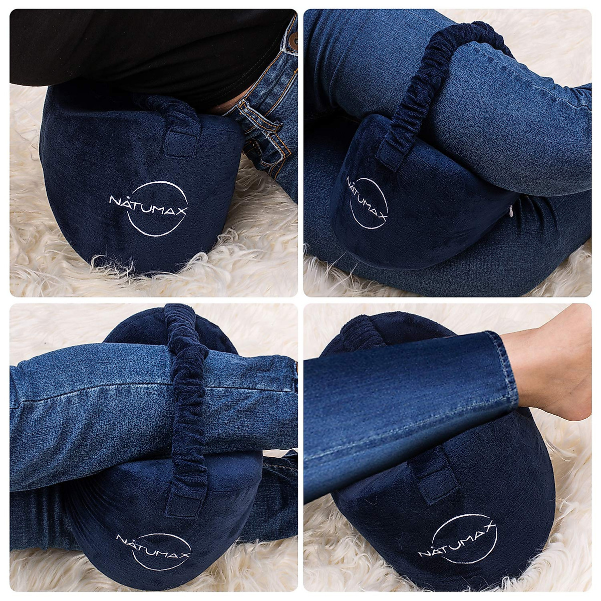 NATUMAX Knee Pillow for Side Sleepers - Relief from Sciatica Pain, Back/Leg Pain, Pregnancy, Hip and Joint Pain Memory Foam Leg Pillow + Free Sleep Mask and Ear Plugs