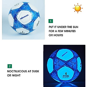 admecoo Light Up Soccer Ball Glow in The Dark Soccer Ball Size 3/4/5 with Needles and Pump Ball for Men Youth and Adult Night Games