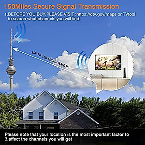 Amplified HD TV Antenna 300 Mile Digital Indoor & Outdoor,Portable TV Antenna with Signal Booster Smart Switch Support Universal Home&RV 4k 1080p,17ft Coax Cable