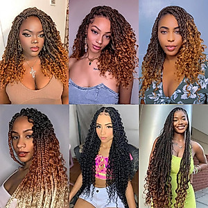 Coolbeeza 14 Inch Goddess Box Braids Crochet Hair with Curly Ends Bohemian Box Braids Crochet Hair Soft Net Synthetic Pre Looped Hair Extensions for Black Women Kids 8 Packs-128 Strands