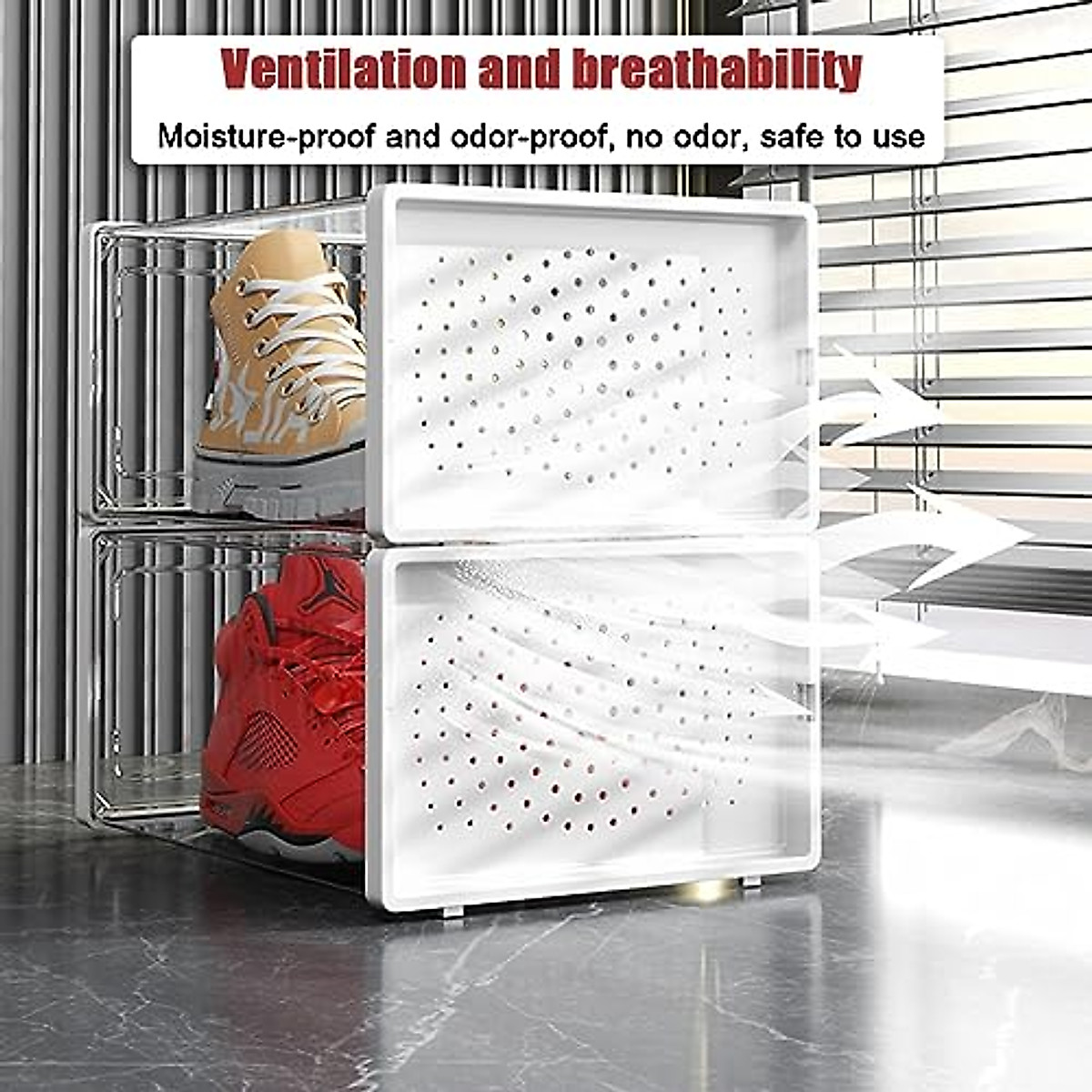 SYGSZF Clear Plastic Shoe Storage Boxes, Foldable Shoe Cabinet,Space Saving Acrylic Shoe Organizer with Magnetic Door,Stackable Large Shoe Stand,Multifunctional Sneaker Storage Show Boxes