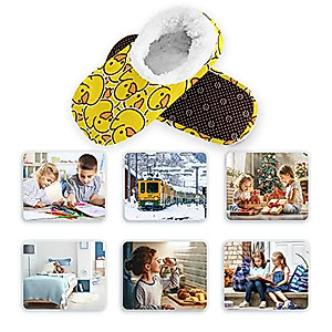 Ceiurey Yellow Duck Kawaii Kids Boys Girls Slippers Soft Memory Foam Indoor Toddler House Slipper Non Slip Spa Travel Household Shoes for Winter Home Bedroom