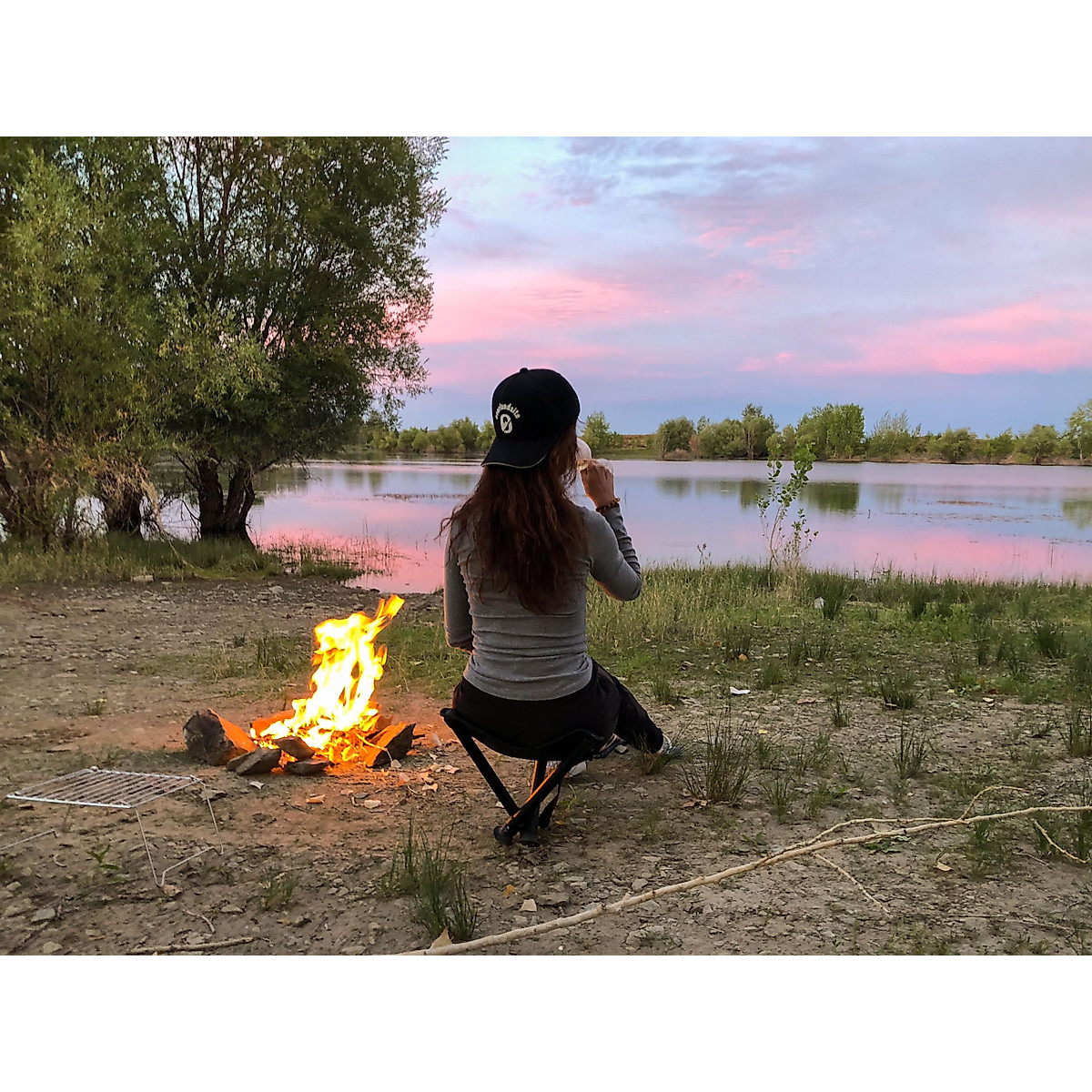 Walkstool - Comfort Model - Black and Silver - 3 Legged Folding Stool in Aluminium - Height 18" to 30" - Maximum Load 440 to 550 Lbs - Made in Sweden