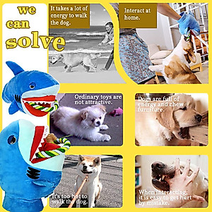 Squeaky Plush Dog Toy,Funny Stuffed Dog Rope Toy for Small Medium Dogs,Cute Puppy Teething Chew Toy for Interactive Training,Durable Dog Tug Toy for Boredom and Stress,Soft Shark Pet Toy with Squeaker