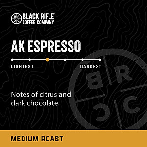 Black Rifle Coffee Company, AK-47 Espresso,100% Arabica Coffee,Colombian Supremo Roasted Dark, Whole Bean 12 oz Bag