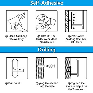 Baocuz-9 Inch Self Adhesive Hand Towel Holder, SUS 304 Stainless Steel Wall Mounted Towel Holder, Suitable for Bathroom, Kitchen, Cabinets（Black）