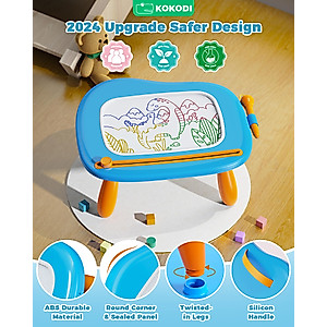 KOKODI Toddler Magnetic Drawing Board with Sturdy Legs, Large Colorful Mess Free Sketch Scribble Doodle Pad, Easter Birthday Gifts Toys for Boys Kids Preschooler Age 18 Month to 1 2 3 Years Old