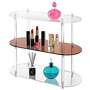 Naconmlet 3 Tier Bathroom Counter Organizer,Acrylic Bathroom Organizer Countertop Skincare Organizers Vanity Tray for Perfume Lotion Cosmetic(Amber)