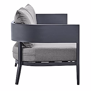 Armen Living Argiope Modern Outdoor Patio Conversation Set, 4 Piece, Dark Gray