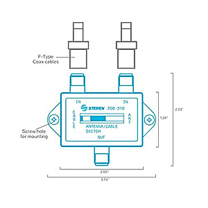 STEREN Coaxial Cable Splitter - Coax A B Switch - Coax Splitter 2 Way Two Way Splitter - A B Switch - 2 Way Coaxial Cable Splitter - Coax Cable Splitter - 2 Way A/B Slide Switch - 1 Pack 200-310