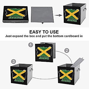 Jamaica Flag Canvas Collapsible Storage Bins Cube Organizer Baskets with Handles for Home Office Car