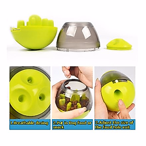 Generic Pet Enrichment Toy Ball with Interactive for Activity Structure, Treat Dispenser Feeder for Dog, Rabbit, Hamster, Cat, Guinea Pig and More. (Green-Yellow)