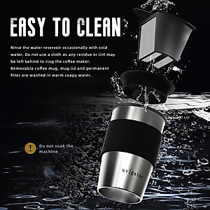 avigator Portable Coffee Maker, 12V Car Coffee Maker, Travel Coffee Machine Fits Car Cigarette Lighter Plug, Auto Shut Off, Ground Coffee Maker for Driving Camping&RV（Silver Black）